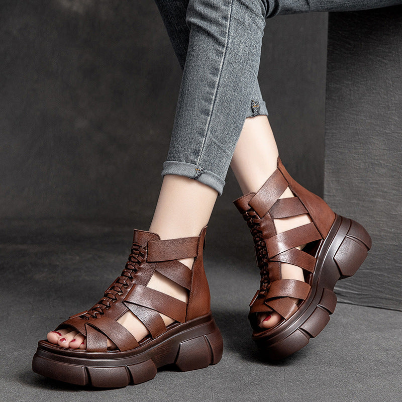 Women Summer Platform Leather Sandal Boots – Babakud