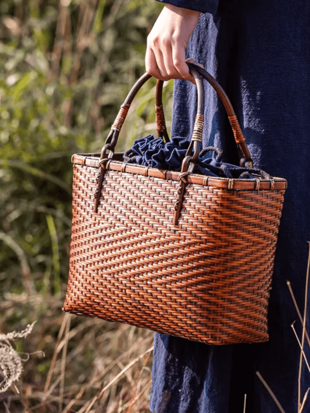 Handmade Bamboo Weaving Handbag Casual Basket Bags – Babakud